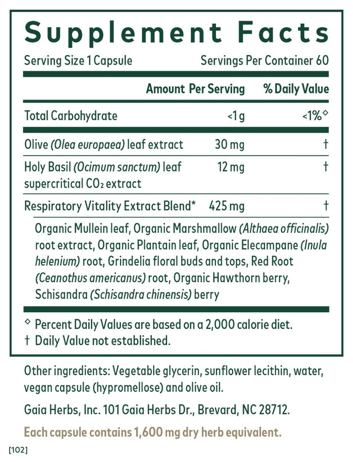 Vegan Daily Lung Formula – 60 Capsules for Healthy Breathing